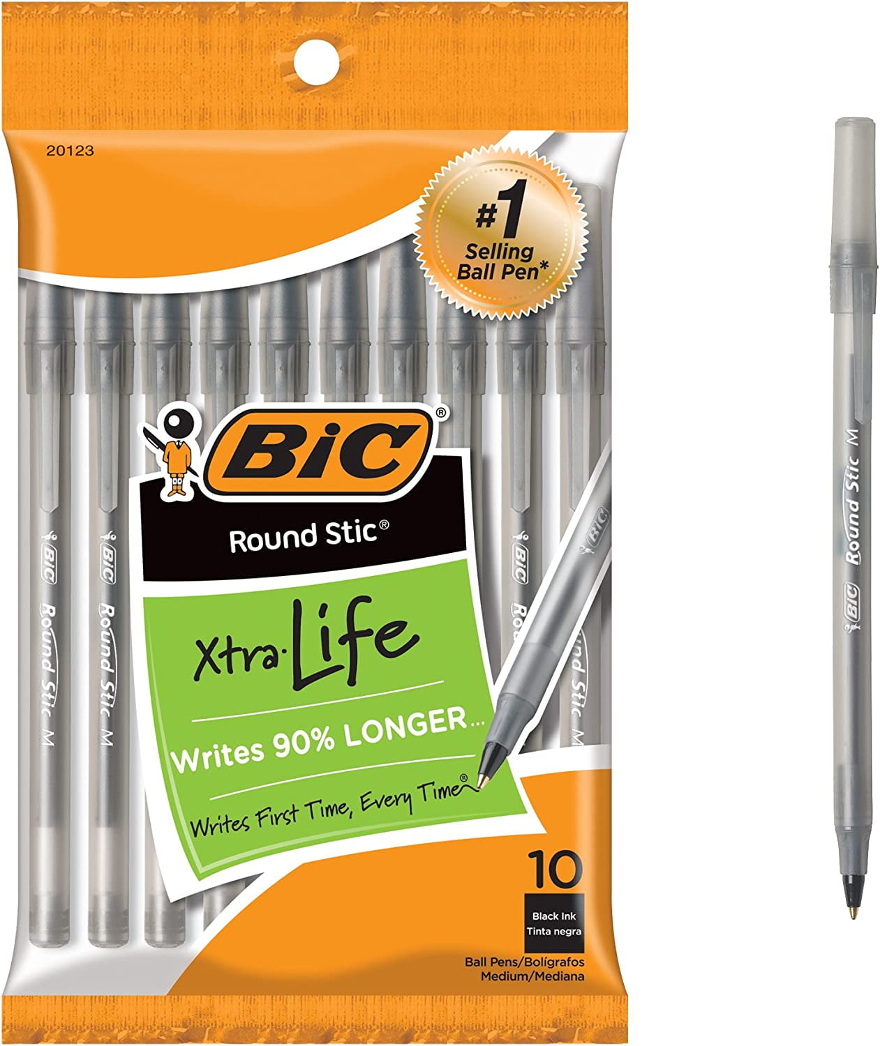 Bic Round Stic Classic Ballpoint Pen Medium Point, Black- 10 Ea ...