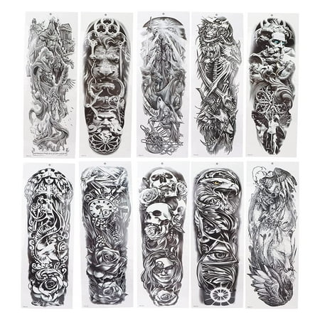 10 Sheets Full Arm Waterproof Temporary Tattoos, Extra Large Long ...