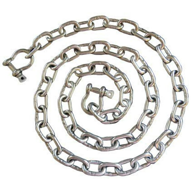 US Stainless 4 Foot Stainless Steel 316 Anchor Chain 1/4" (6mm) by 4 ...