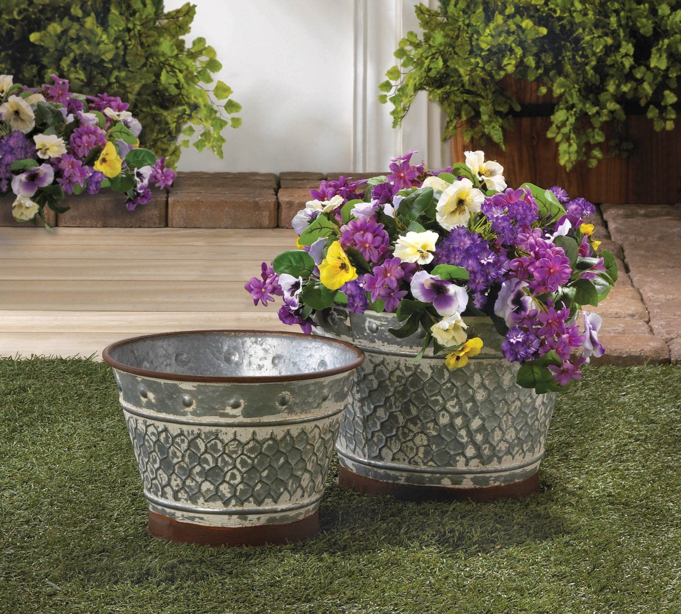 GALVANIZED METAL PLANTER DUO - Walmart.com