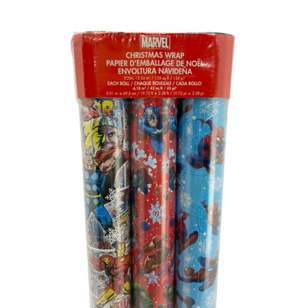 Marvel Superhero Wrapping Paper 3 Pack Rolls Featuring Spiderman and ...