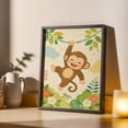 Affixzi Monkey Hanging Poster, Modern Cream and Brown Green, Unframed ...