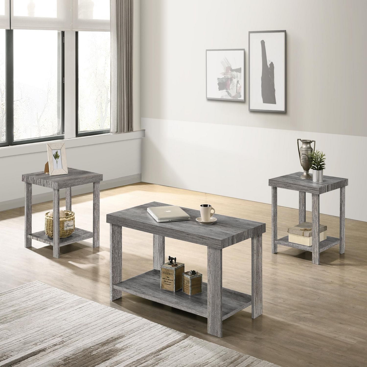 Click here for Aerys Cenan Light Grey Coffee Table Set With 1 Cof... prices
