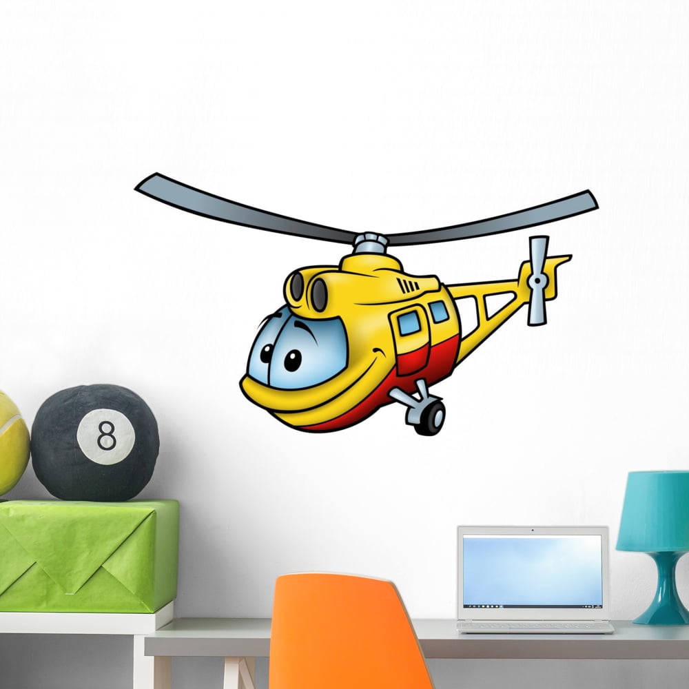 Helicopter Colored Wall Decal Sticker by Wallmonkeys Vinyl Peel & Stick ...