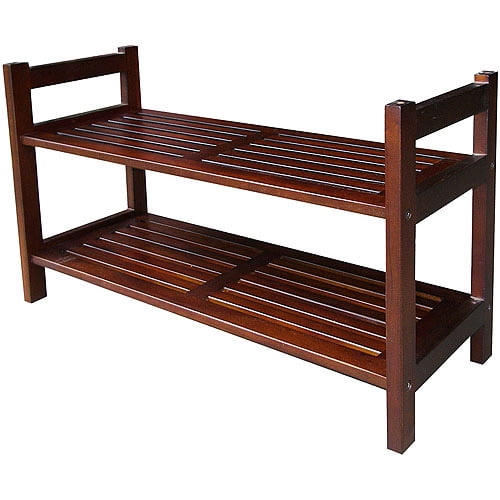 ORE International Mahogany Wood Stackable Shoe Rack, Walnut - Walmart ...