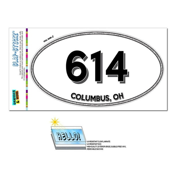 614 - Columbus, OH - Ohio - Oval Area Code Sticker - Walmart.com ...