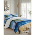 4 Piece Duvet Cover Set Full, Beach Coconut Trees Ocean Starfish Shell ...