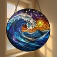 Blue Ocean Wave Stained Glass Window Hanging, Star Inspired Decorative ...