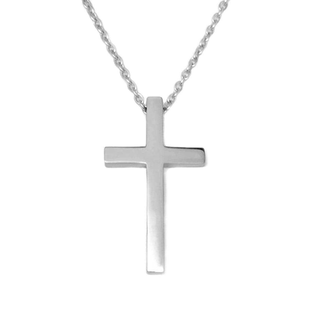 Large Mens Simple Stainless Steel Silver Cross Necklace on 3mm Steel ...