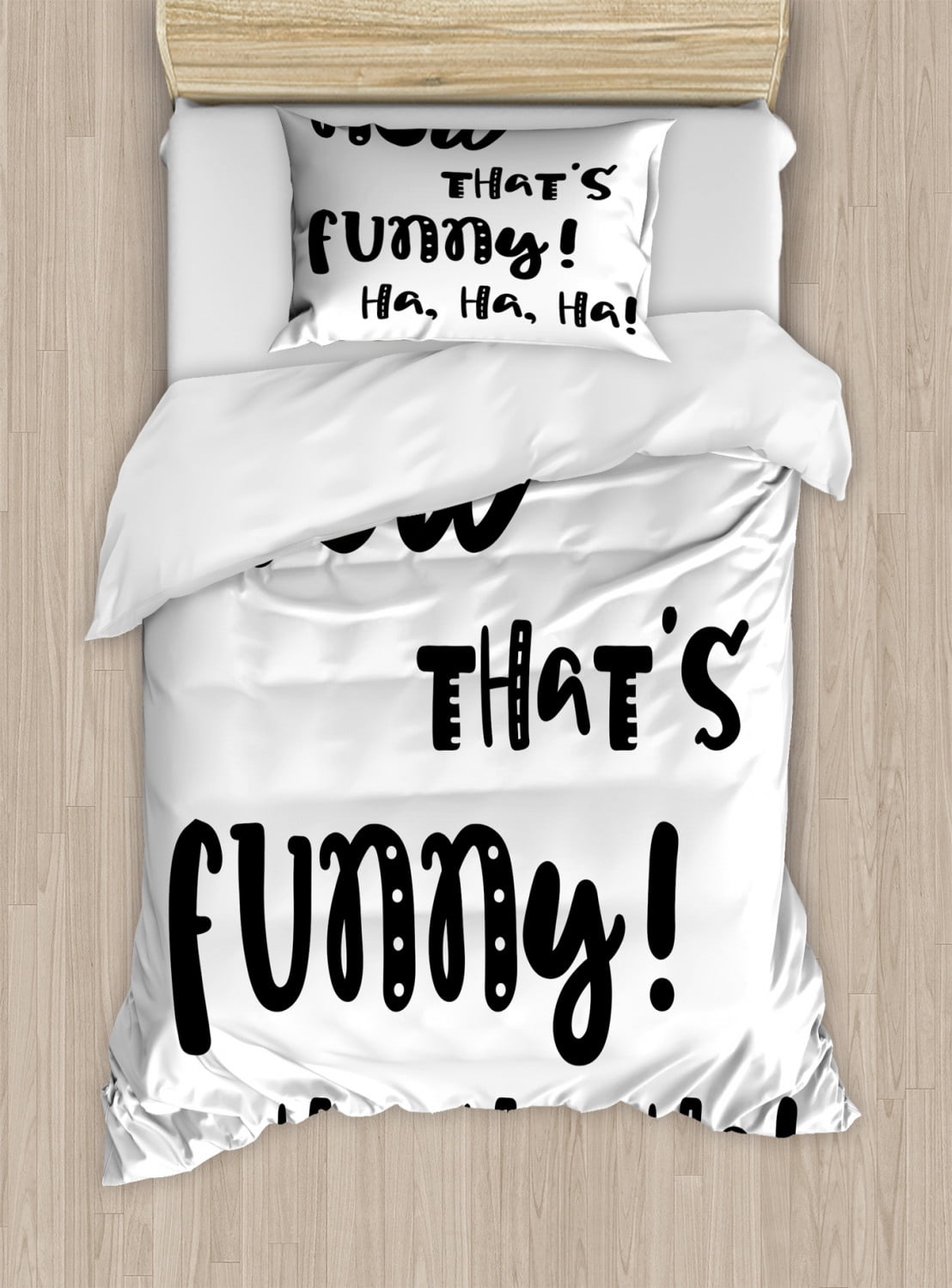 Funny Words Twin Size Duvet Cover Set, Vintage Doodle Typography with ...