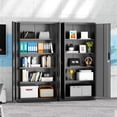 72" Large Metal Garage Storage Cabinet with Lock, 2 Doors & 4 ...