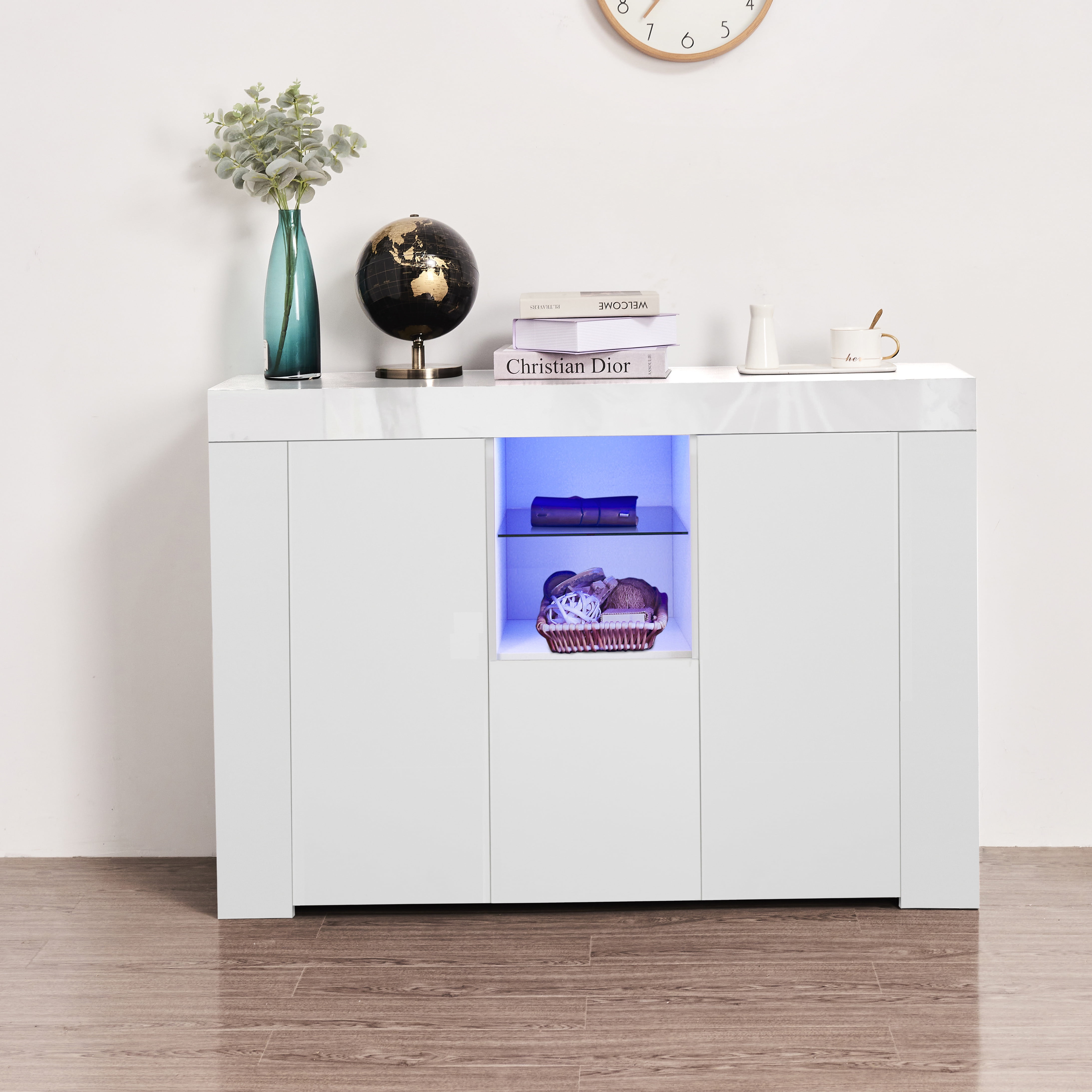 SEGMART Kitchen Buffet Side Table, Simple Sideboard Table with LED ...
