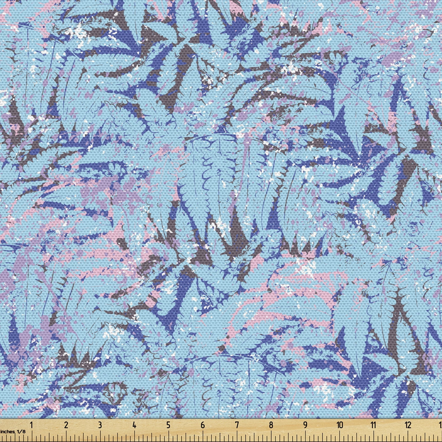 Natural Color Fabric by the Yard, Tropical Pattern with Exotic Leaves ...