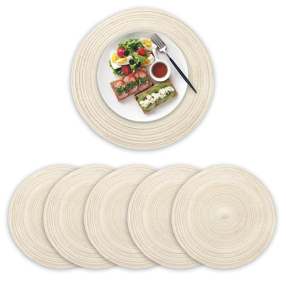 Round Braided Placemats Set of 6 Place Mats for Dining Table Woven ...