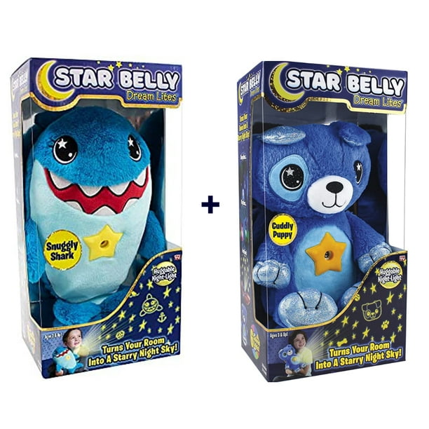 2 Pack Combo Snuggly Shark + Blue Puppy Star Belly Dream Lites ...