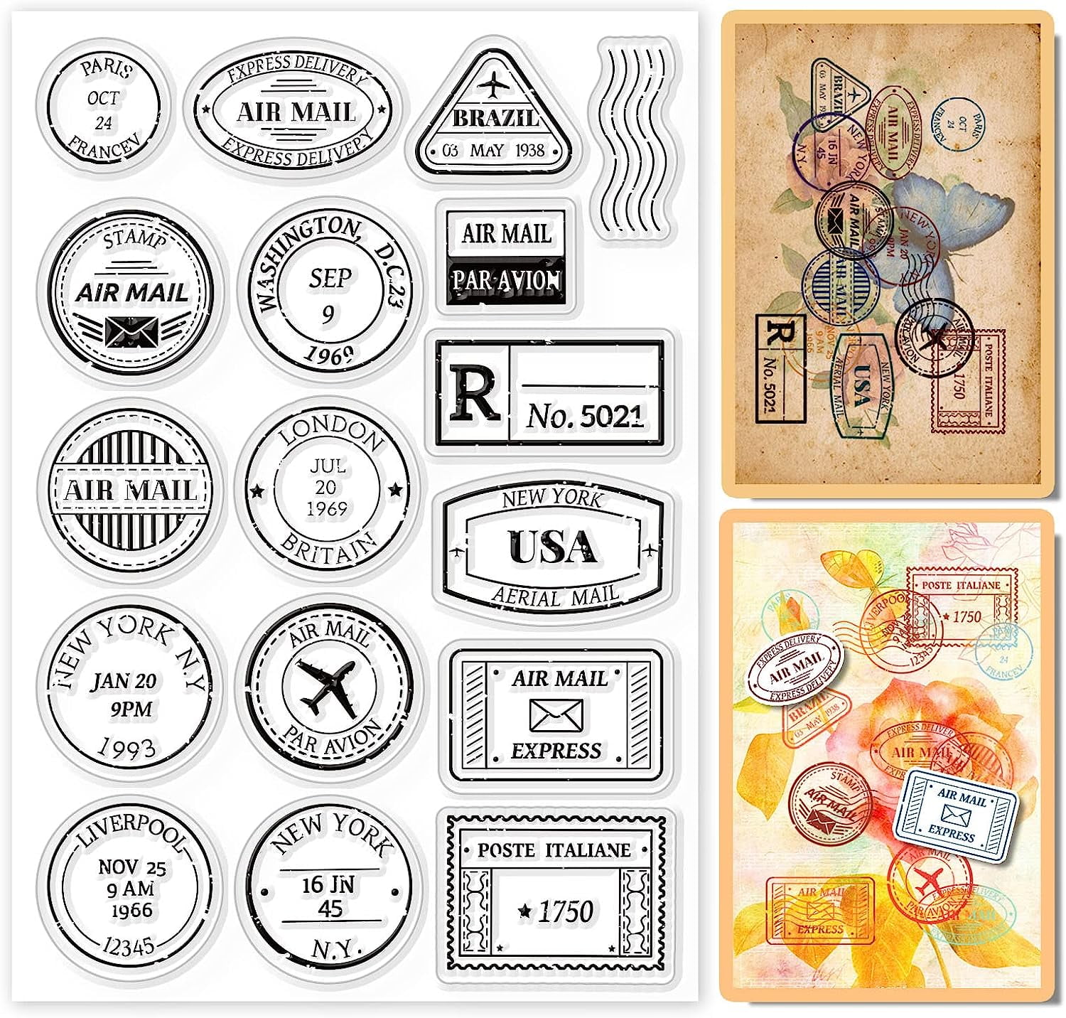 1sheet Postage Clear Stamp Air Mail Transparent Silicone Stamp City ...