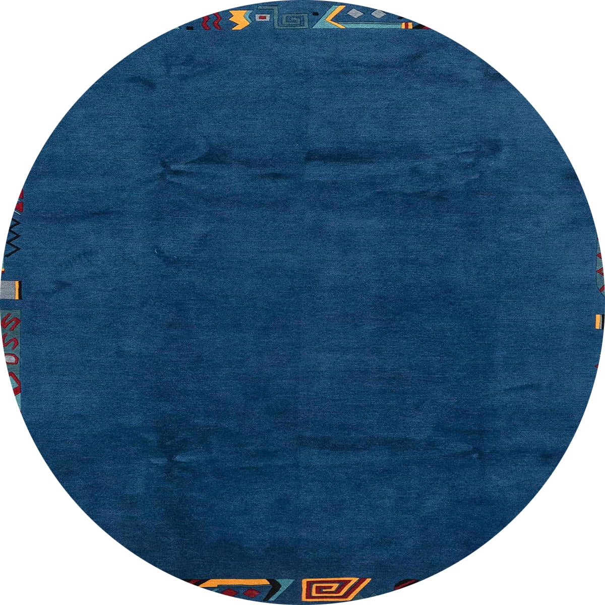 Ahgly Company Indoor Round Abstract Blue Eyes Blue Abstract Area Rugs ...