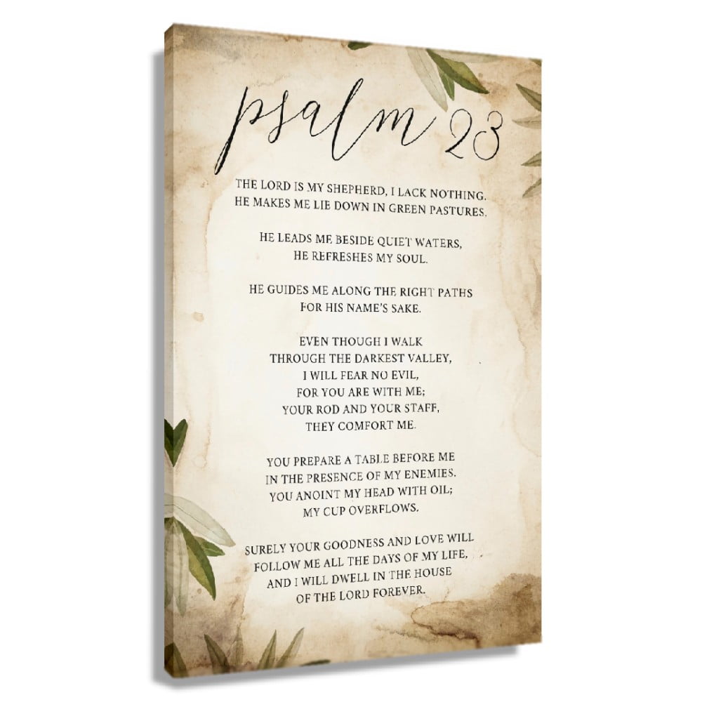 Bible Verse Psalm 23 Wall Art Print For Bedroom Decorative Canvas ...