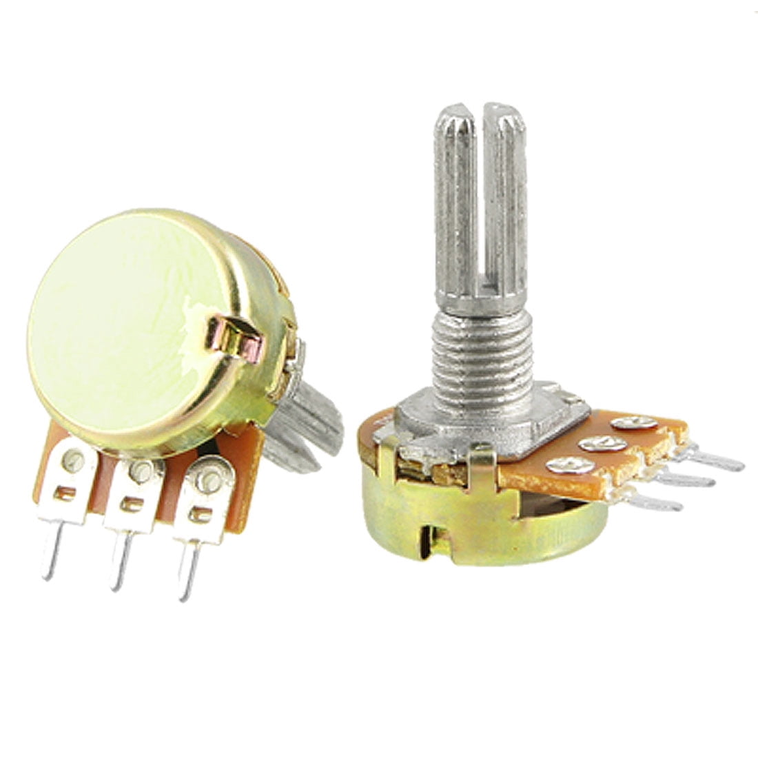 2 Pcs B1M 3 Pin Terminals Linear Taper Potentiometers Pots - Walmart.com