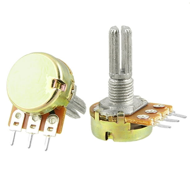 2 Pcs B1M 3 Pin Terminals Linear Taper Potentiometers Pots - Walmart ...