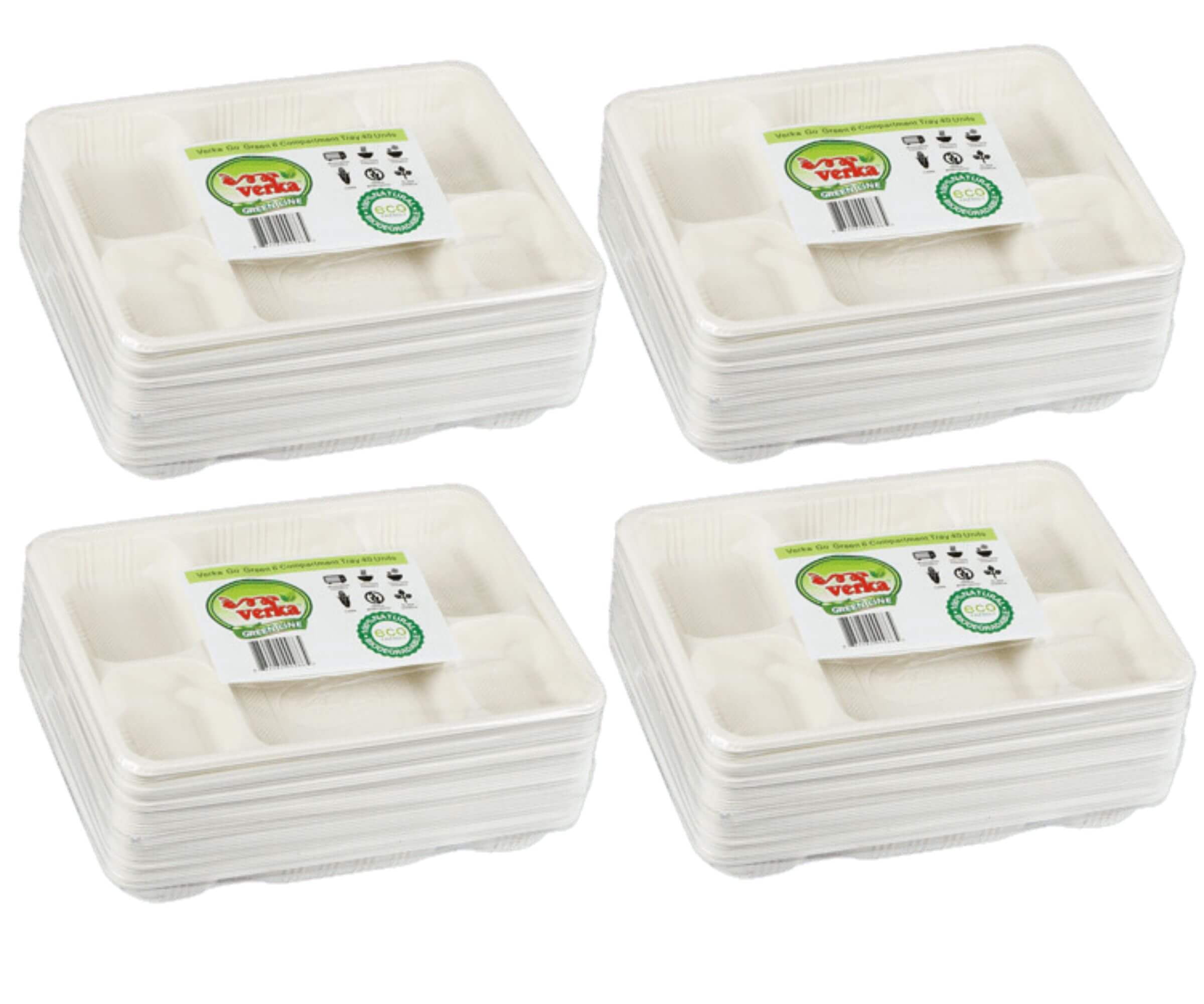 Verka 6 Compartment Portion Control Disposable Tray, 40 Pack (4/CASE ...