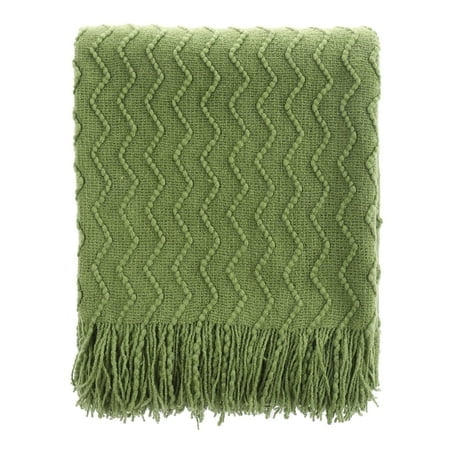 Battilo Home Battilo Green Throw Blanket Textured Soft Lightweight Sofa Couch Throws Decorative Knitted Blanket  50X60 50 X 60