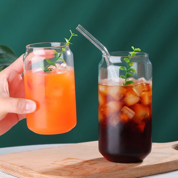 relayinert 400ml Glass Cup Milk Drinking Utensil Transparent Can-Shape ...