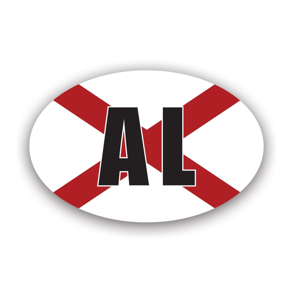 Alabama Flag Oval Sticker Decal - Self Adhesive Vinyl - Weatherproof ...