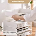 Stackable Paper Trays 4 Pack, Desk Letter Tray Set with 4 File Bags ...