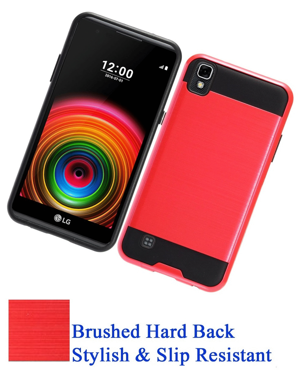for LG X Power LS755 US610 K450 xpower Case Phone Case Hybrid Brushed ...