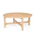 HomeRoots 596405 39 in. Natural & White Solid Wood Round Distressed ...