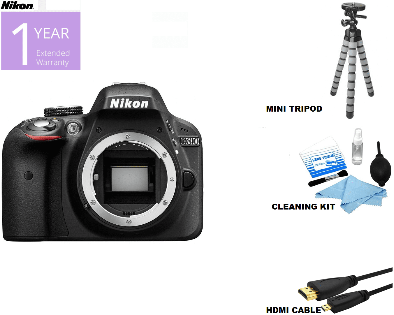 Nikon DSLR D3300/D3500 Camera (Body Only) with Spider Tripod | 52MM UV ...