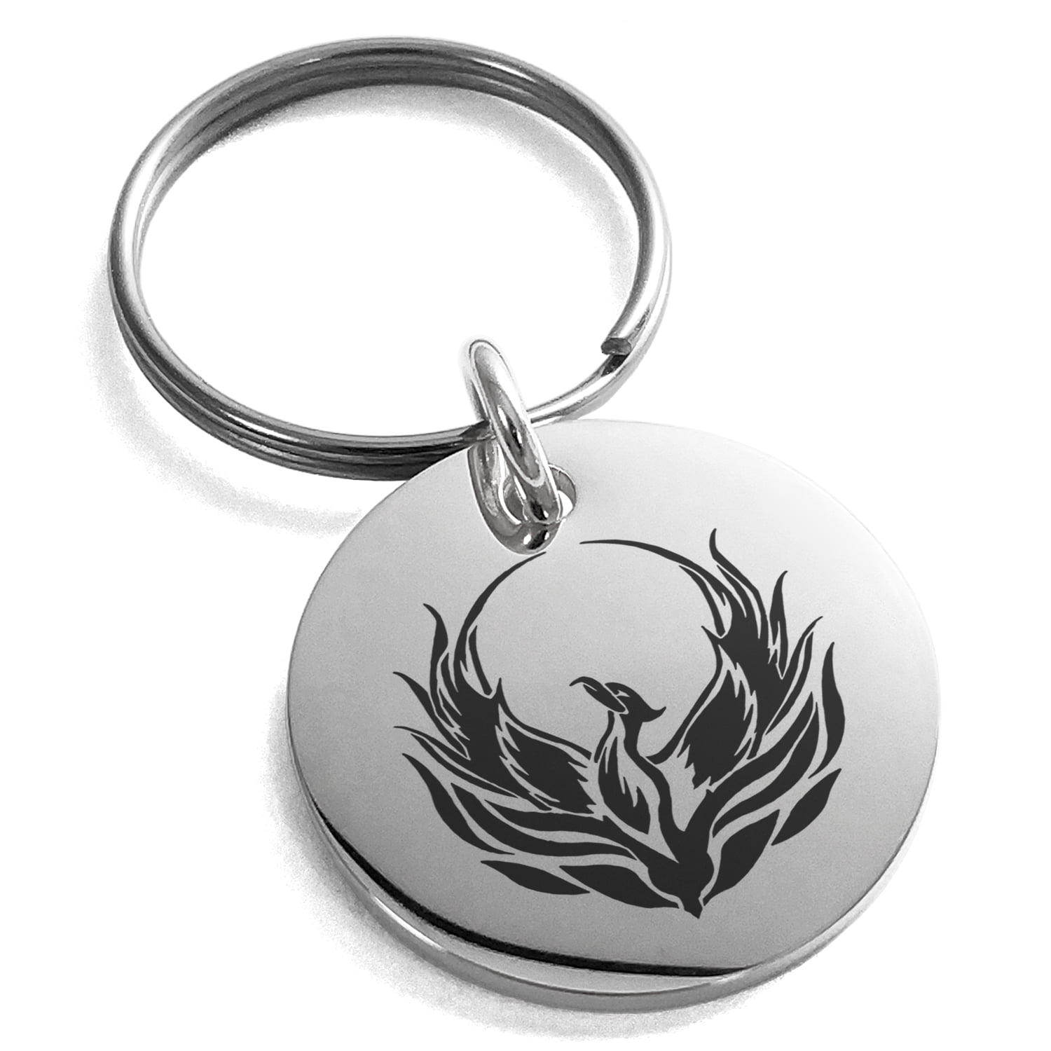 Stainless Steel Greek Mythology Phoenix Engraved Small Medallion Circle ...