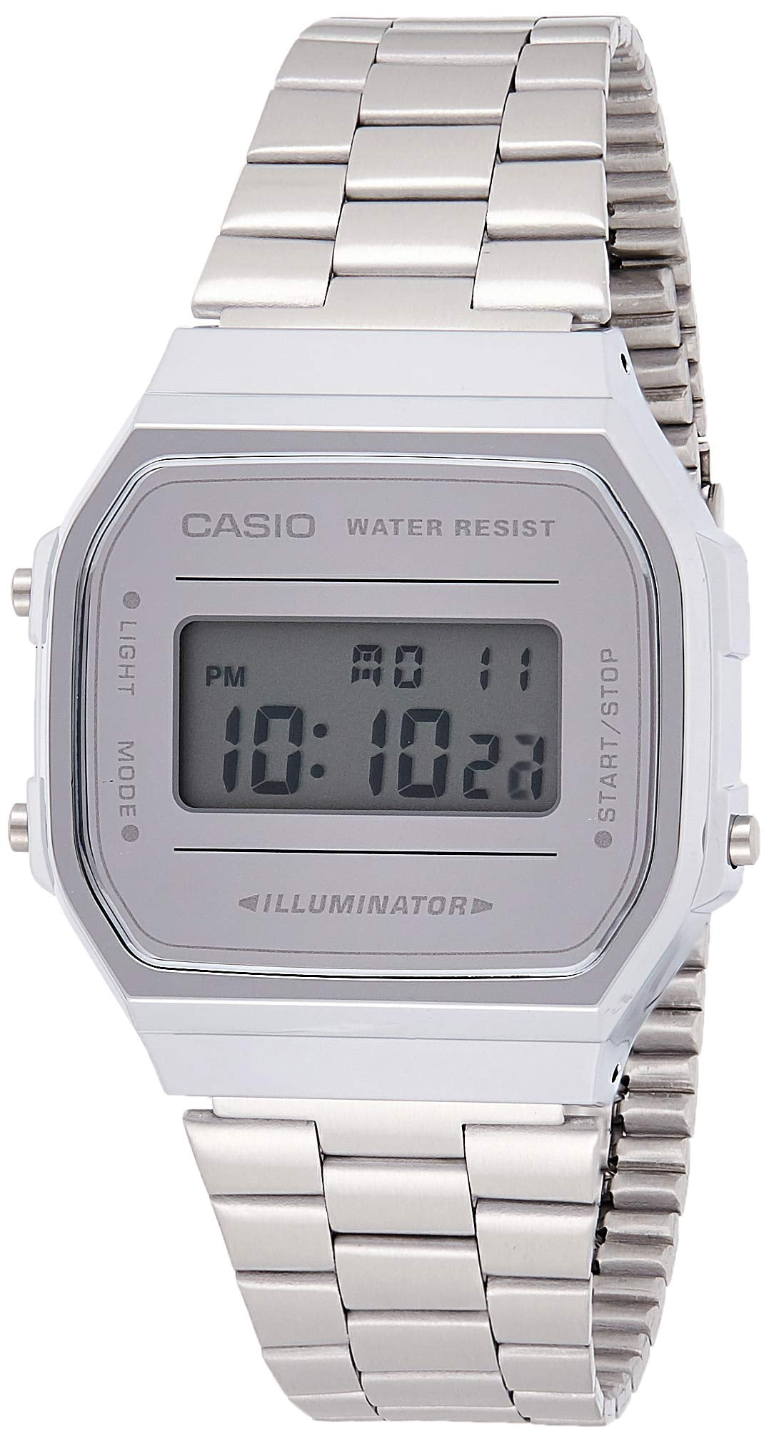 Buy Casio A168WEM-7 Men's Youth Collection Mirror Dial Alarm Chronograph Illuminator Digital ...