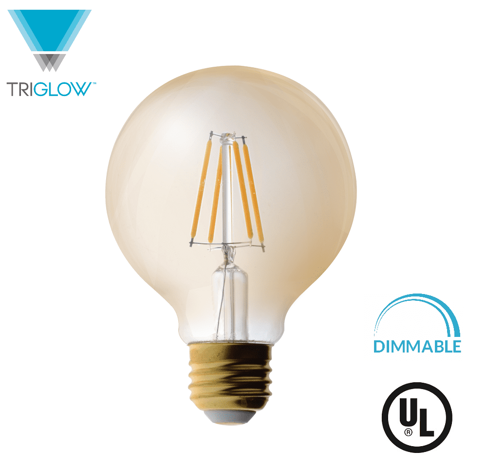 TriGlow LED 4.5 Watt (40W Equivalent) Amber Glass G25 Globe Bulb ...