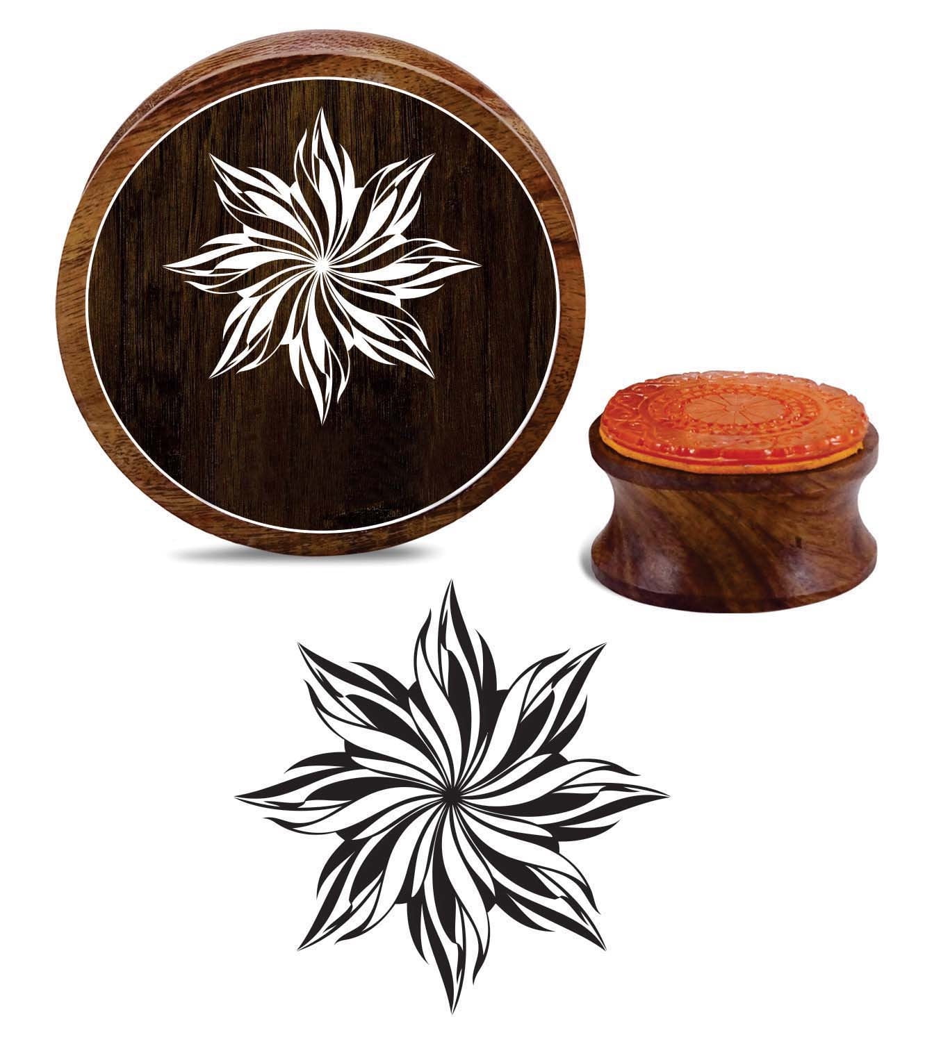 Printtoo DIY Stamp Round Wooden Rubber Stamp Floral Mandala Scrap ...
