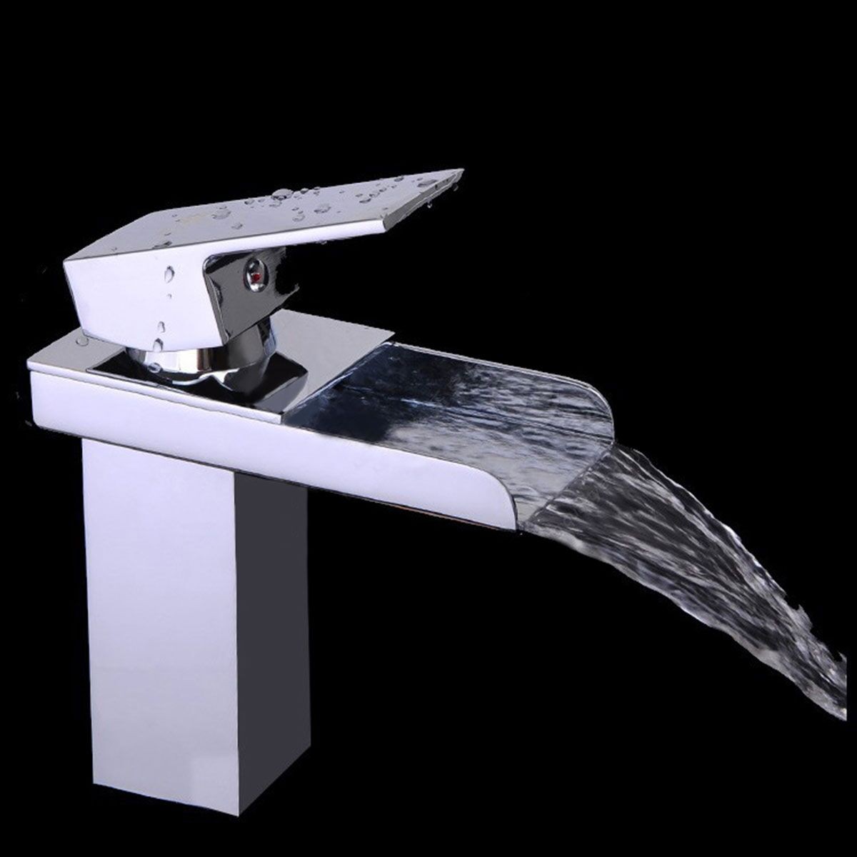 Chrome Silver Square Waterfall Kitchen Basin Sink Tap Bathroom ...