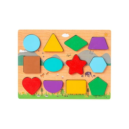 Wood Matching Puzzle Colorful Natural Safe entertainment matching plate ...
