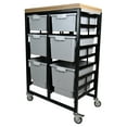 Mobile Workbench Storage Station w/Wood Top -6 StorSystem Trays-Grey ...