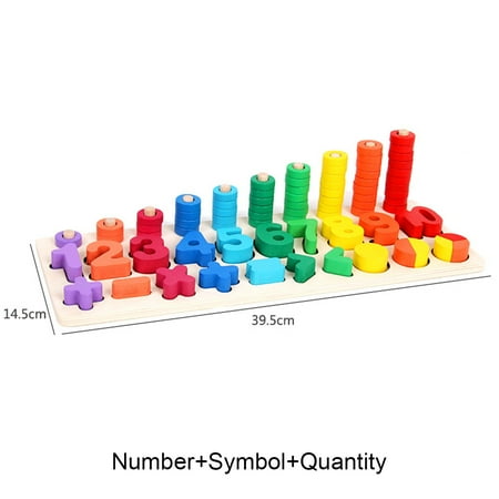 Kids Wood Sorting Puzzles Toys Shape Sorter Number and Math Stacking ...