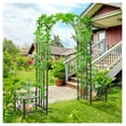 6.7' Steel Garden Arch Arbor - Dark Gray with Planters - Wedding Arch ...