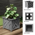 Pure Garden Outdoor Lattice Planter Box - 14.75-Inch Plant Pot, Gray ...