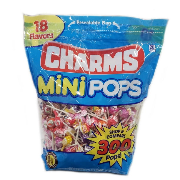 Charms Mini Pops 18 Assorted Flavors with Resealable Bag (300 Count ...