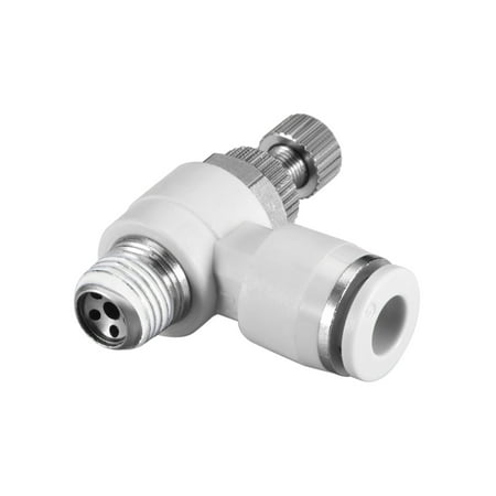 Push-to-Connect Air Flow Control Valve, Elbow, 15/64" Tube OD x 1/8" g Male Thread Speed ...
