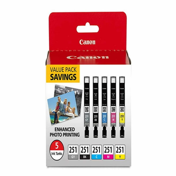 Canon CLI-251 5-Pack Ink Tank, Multicolored - Walmart.com