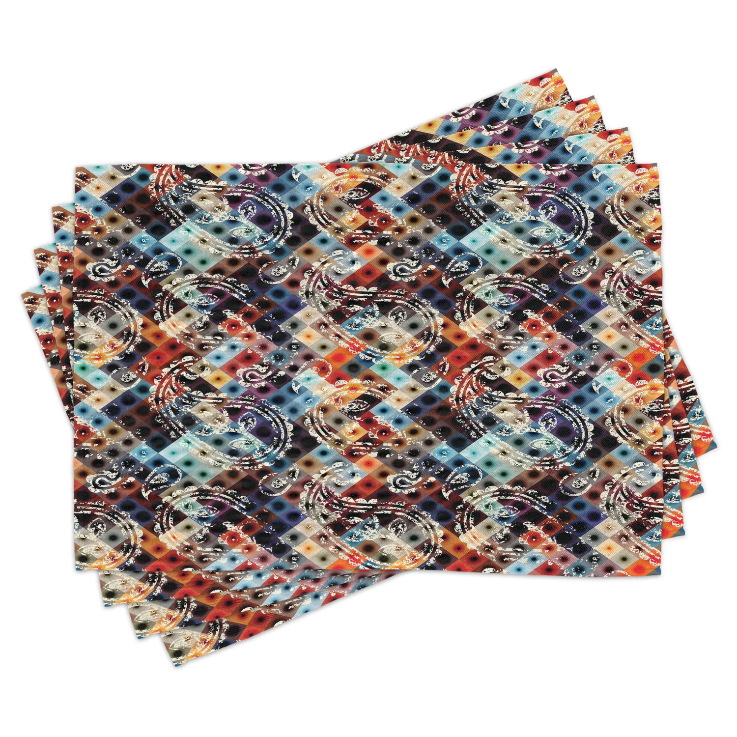 Ambesonne Modern Place Mats Set of 4, Paisley Spots, Standard Size ...