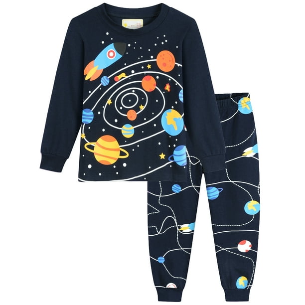 Little hand Toddler Boys Pajamas Set Space Planet Long Sleeve Sleepwear ...