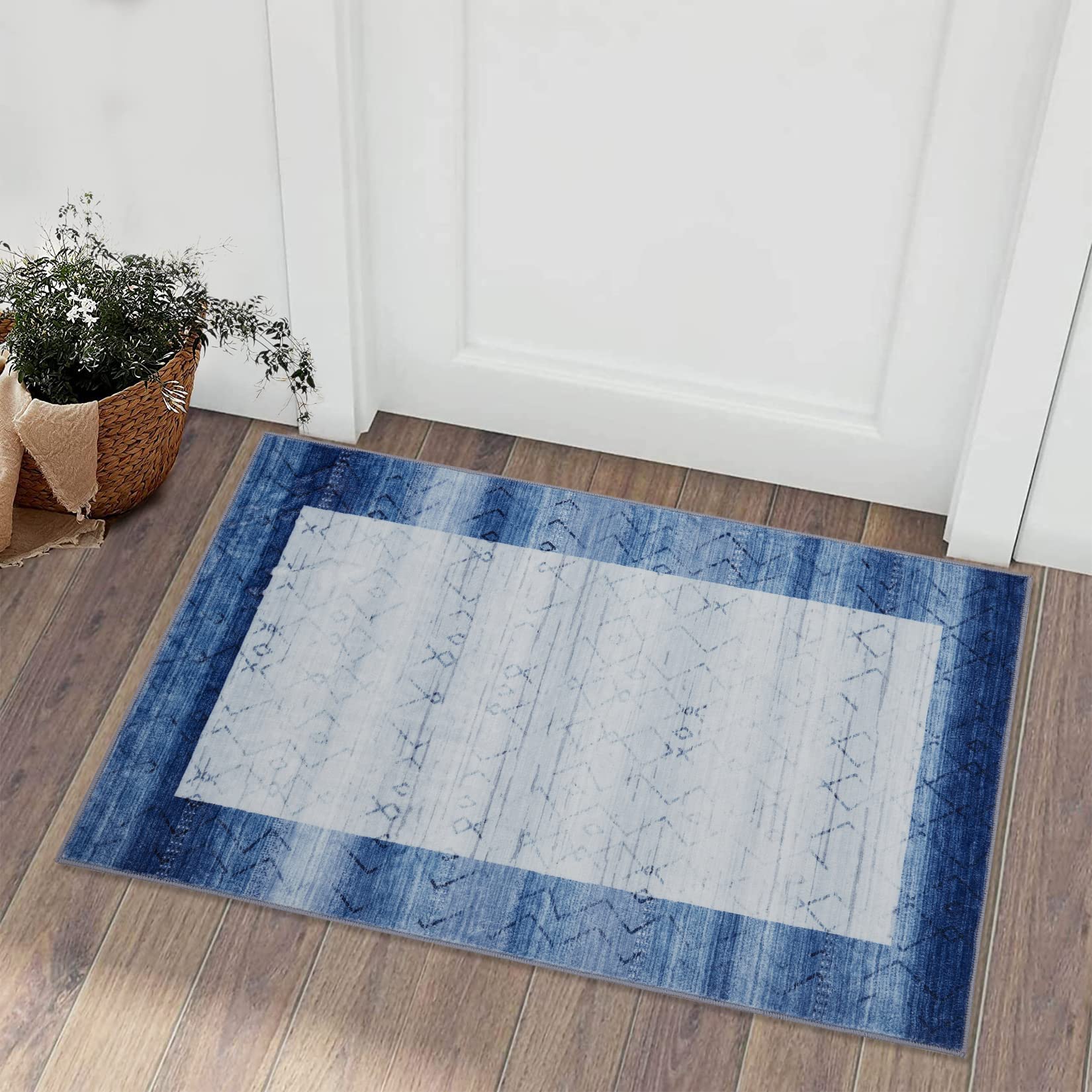 Litake Machine Washable Rug Non Slip Bordered Rug Low Pile Modern ...