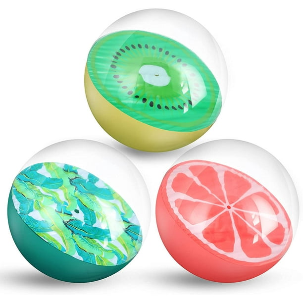 3 Pieces 3D Beach Balls 12 Inch Inflatable Beach Ball Pool Toy Balls ...