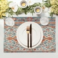 Boho Placemats - Rustic Floral Place Mats Set of 4 Teal Orange Country ...